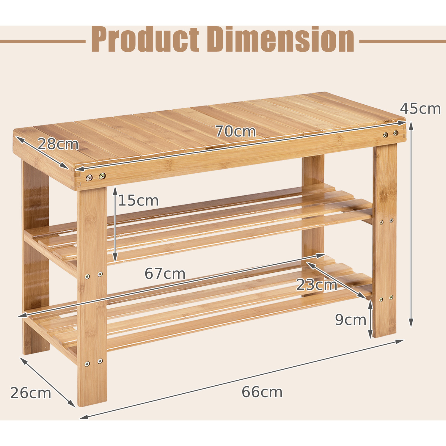 3-Tier Shoe Rack Bench Shoe Shelf Organizer