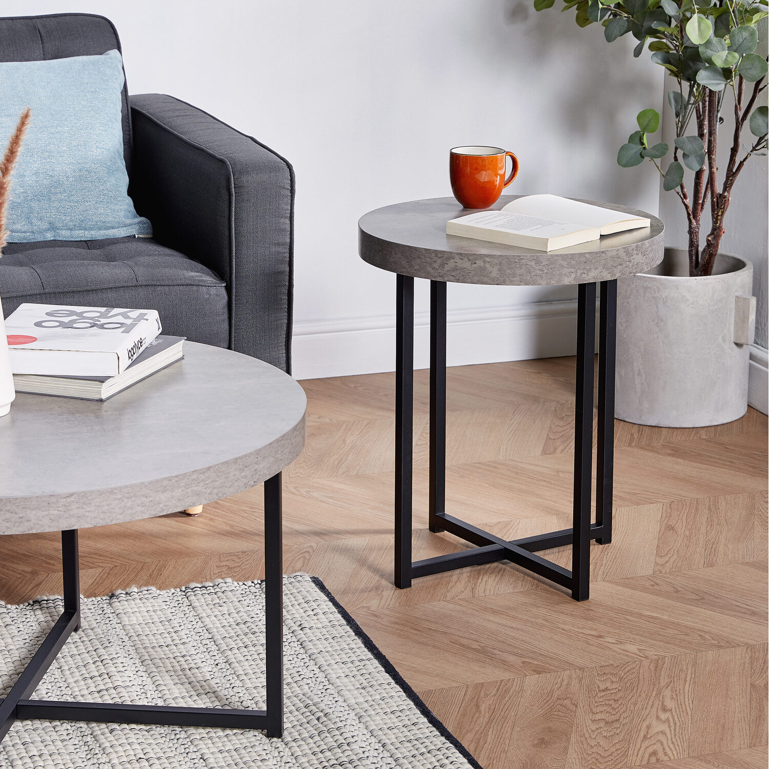 Circular Side Table for Living Room
