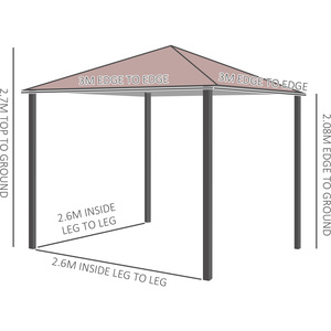 3m x 3m Metal Gazebo Marquee Outdoor Garden Party Tent Canopy Shelter ...