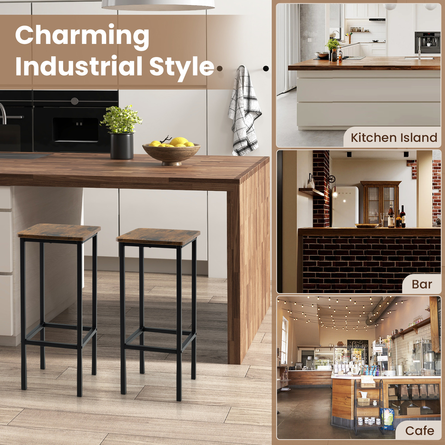 Bar Stools Set of 4 Kitchen Counter Breakfast Stools