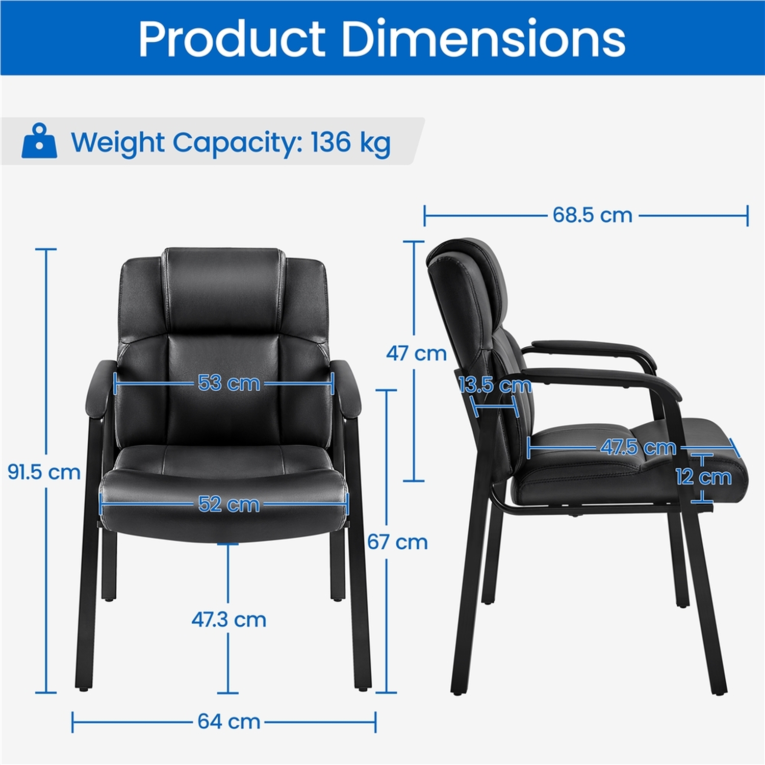 Set of 2 Faux Leather Executive Reception Chairs