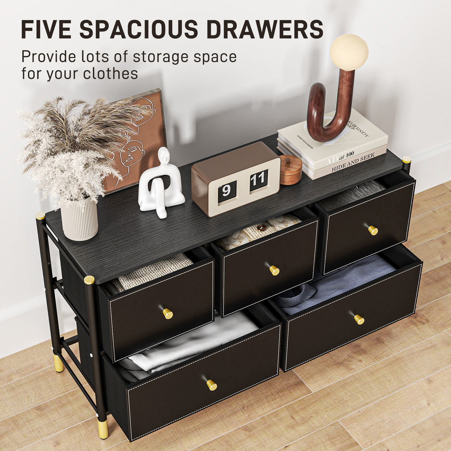 HOMCOM Bedroom Chest of Drawers with PU Leather Surface