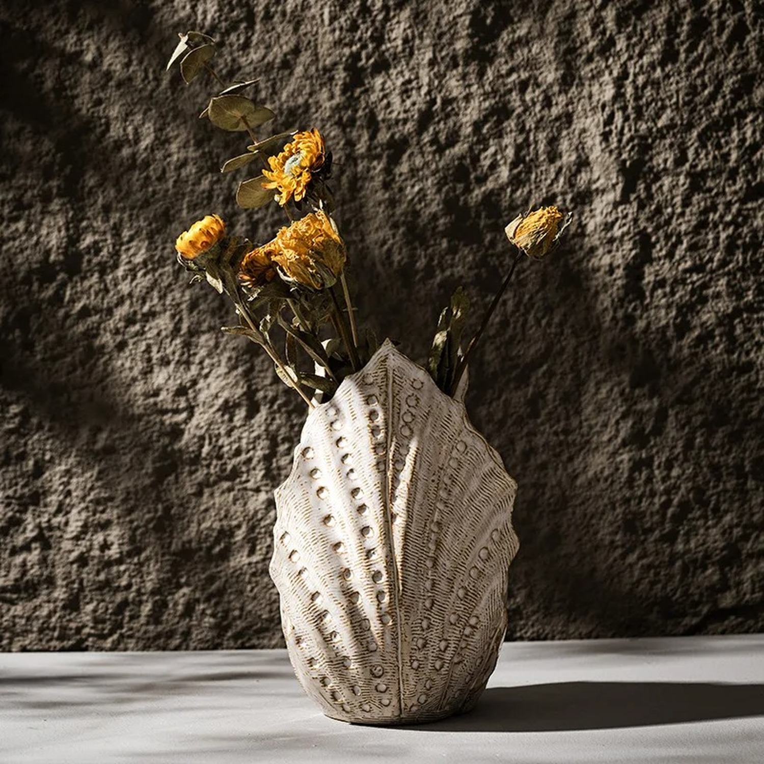 Small Sea Fossil Inspired Ceramic Vase