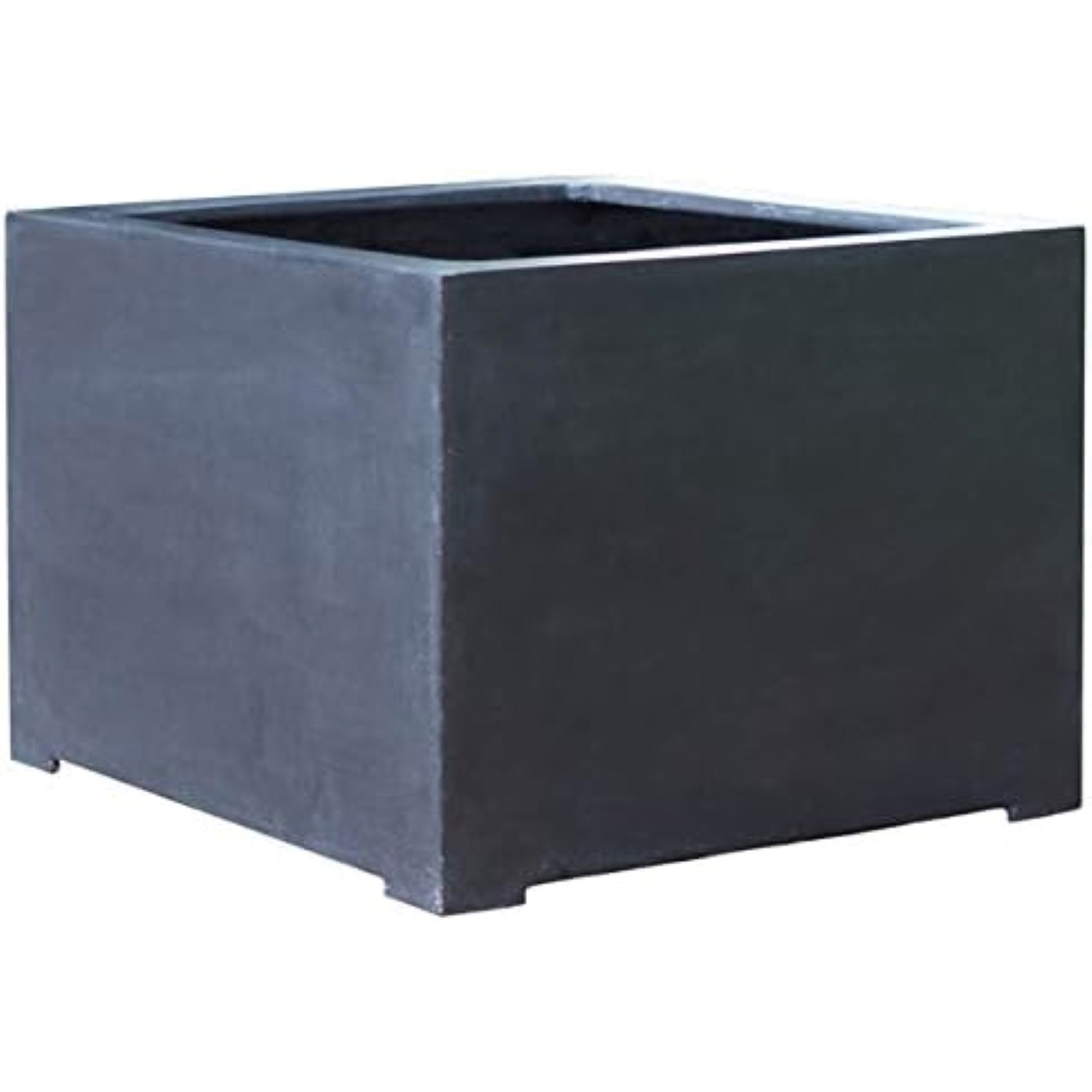 Black Glossy Polystone Outdoor Cube Planter