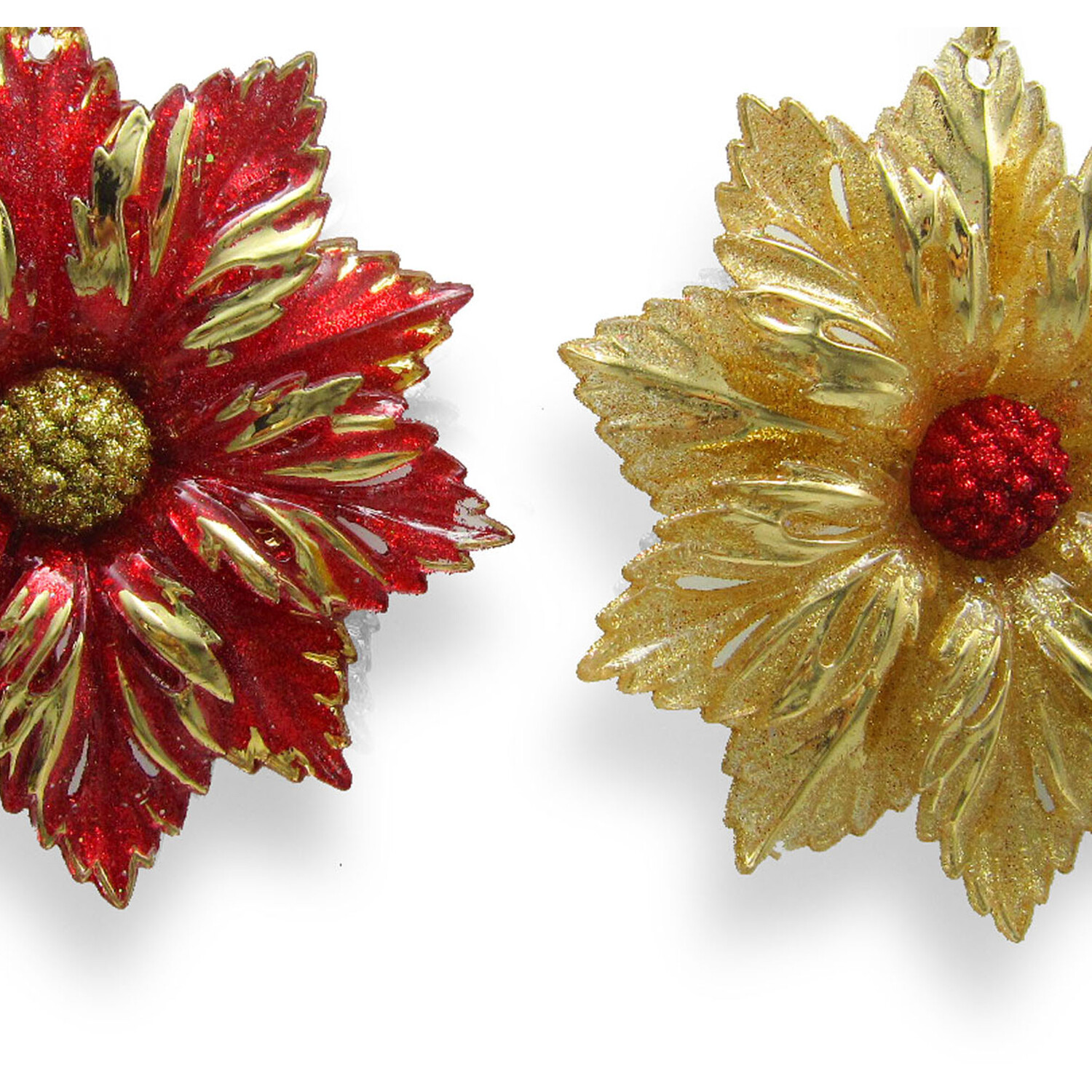 Glitter Pointsettia Hanging Decoration