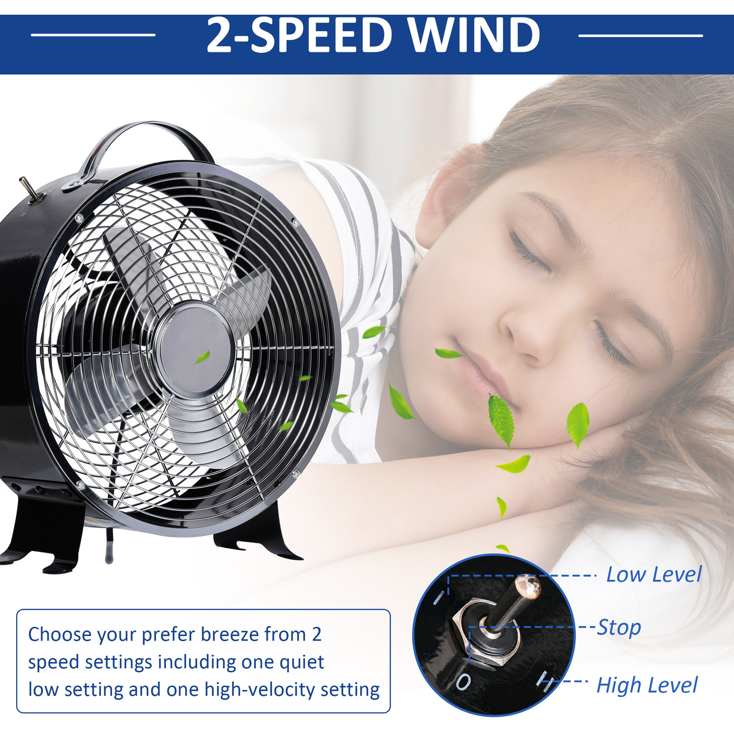 26cm 2 Speed Electric Fan with Safe Guard