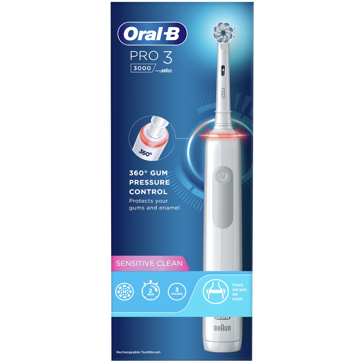 Oral-B Pro 3 - 3000 - White Electric Sensi Ultrathin Toothbrush