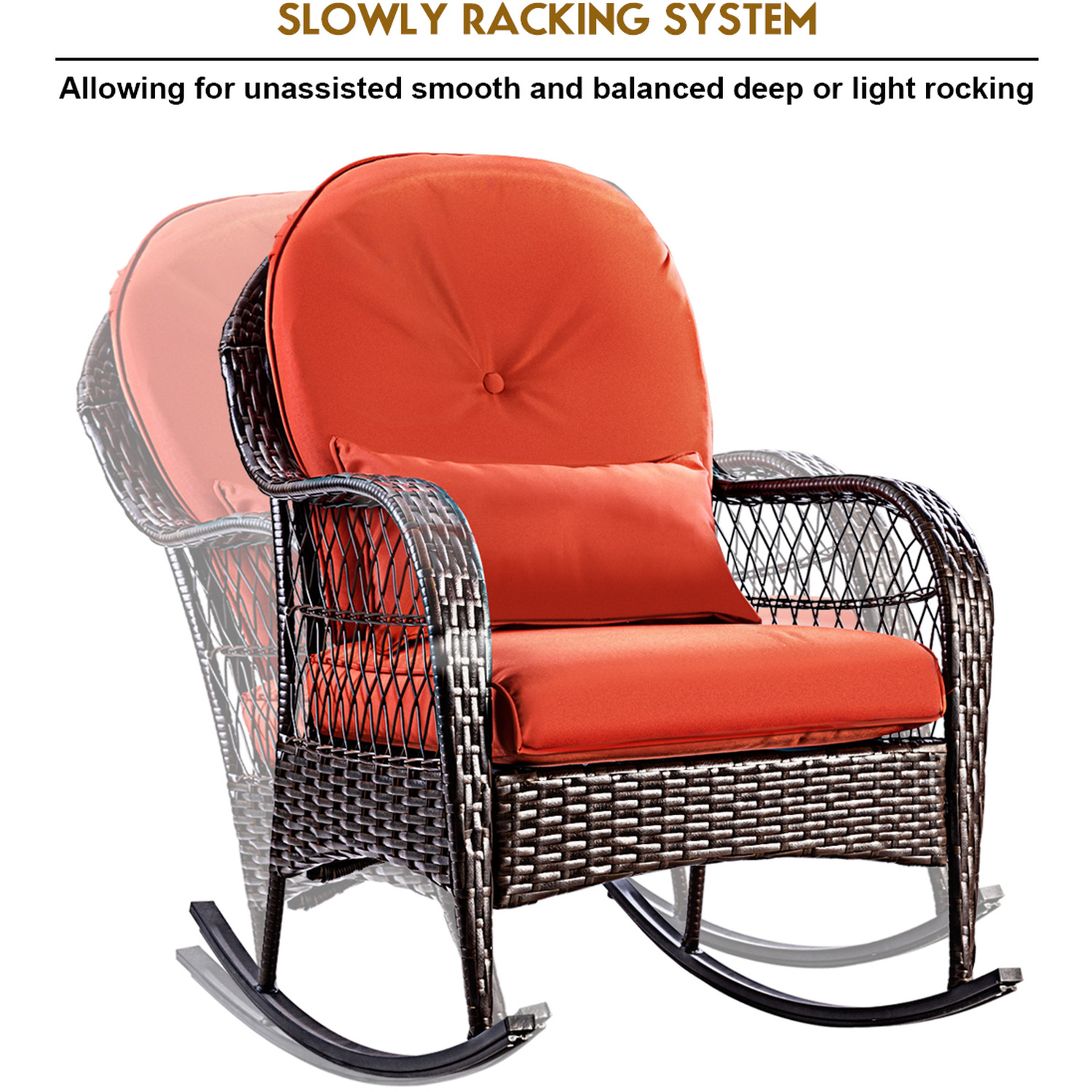 Costway Wicker Rocking Chair Porch Garden Wicker Rocker Patio Furniture