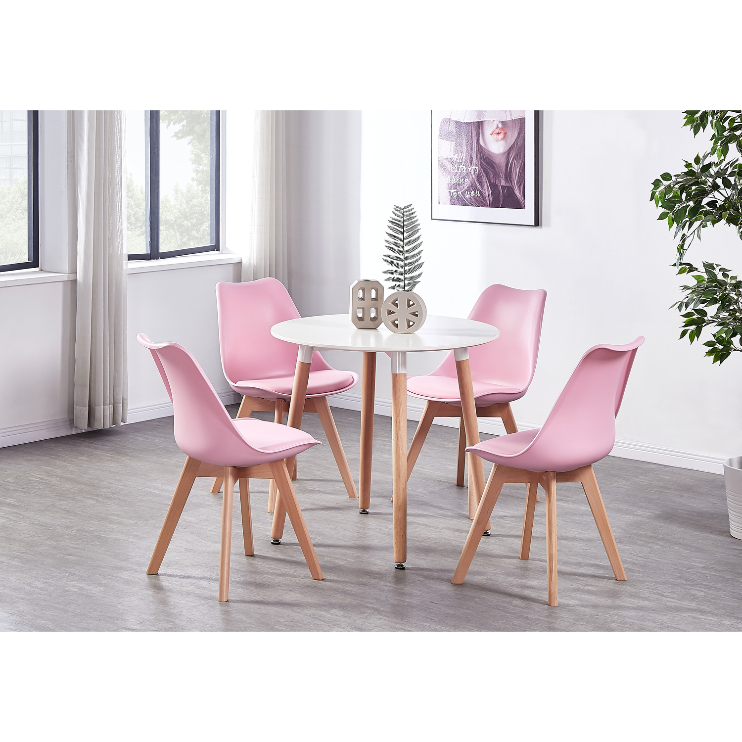 Round Lorenzo Dining Set with a Table and Chairs Set of 4