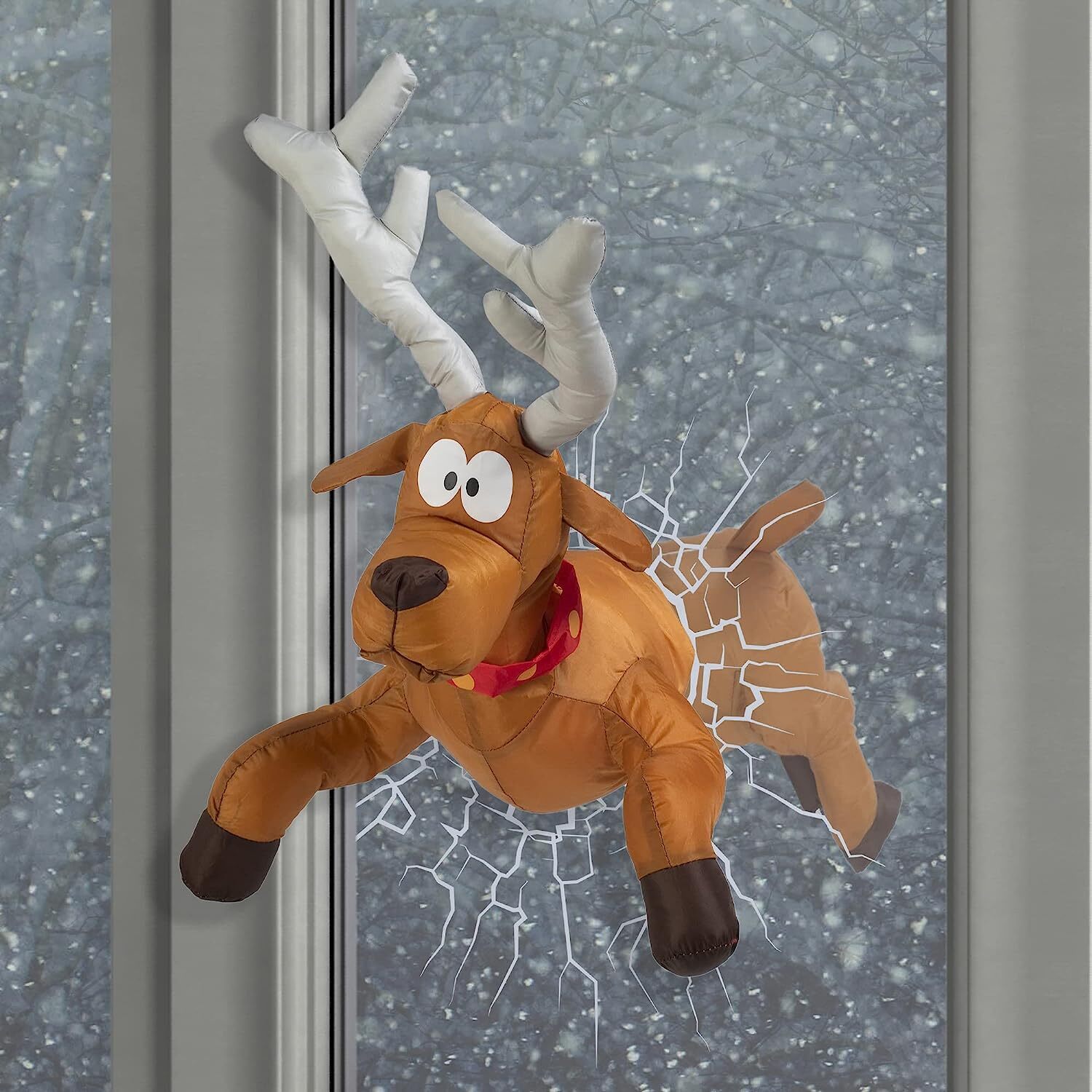 Christmas Crashing through Window Scene