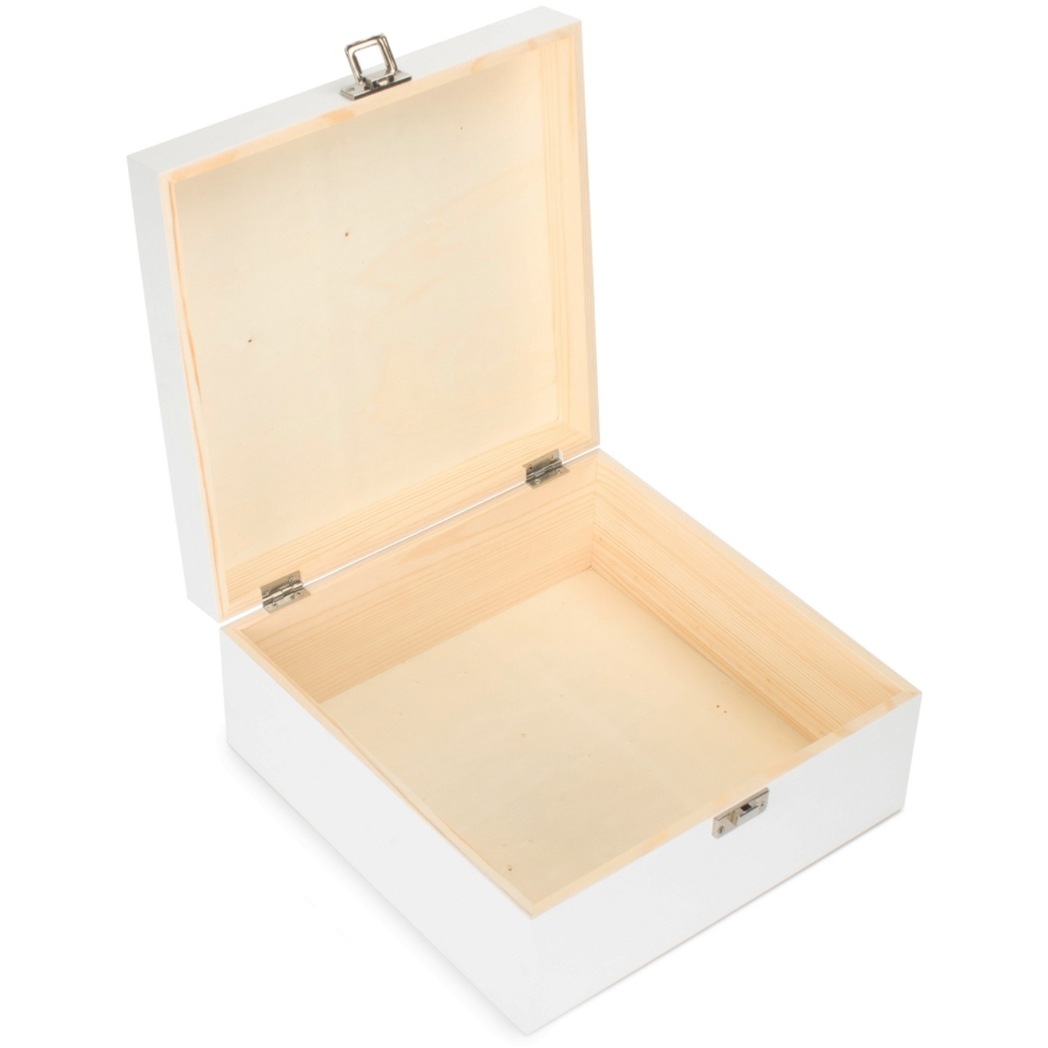 30cm Square White Soft Wood Box