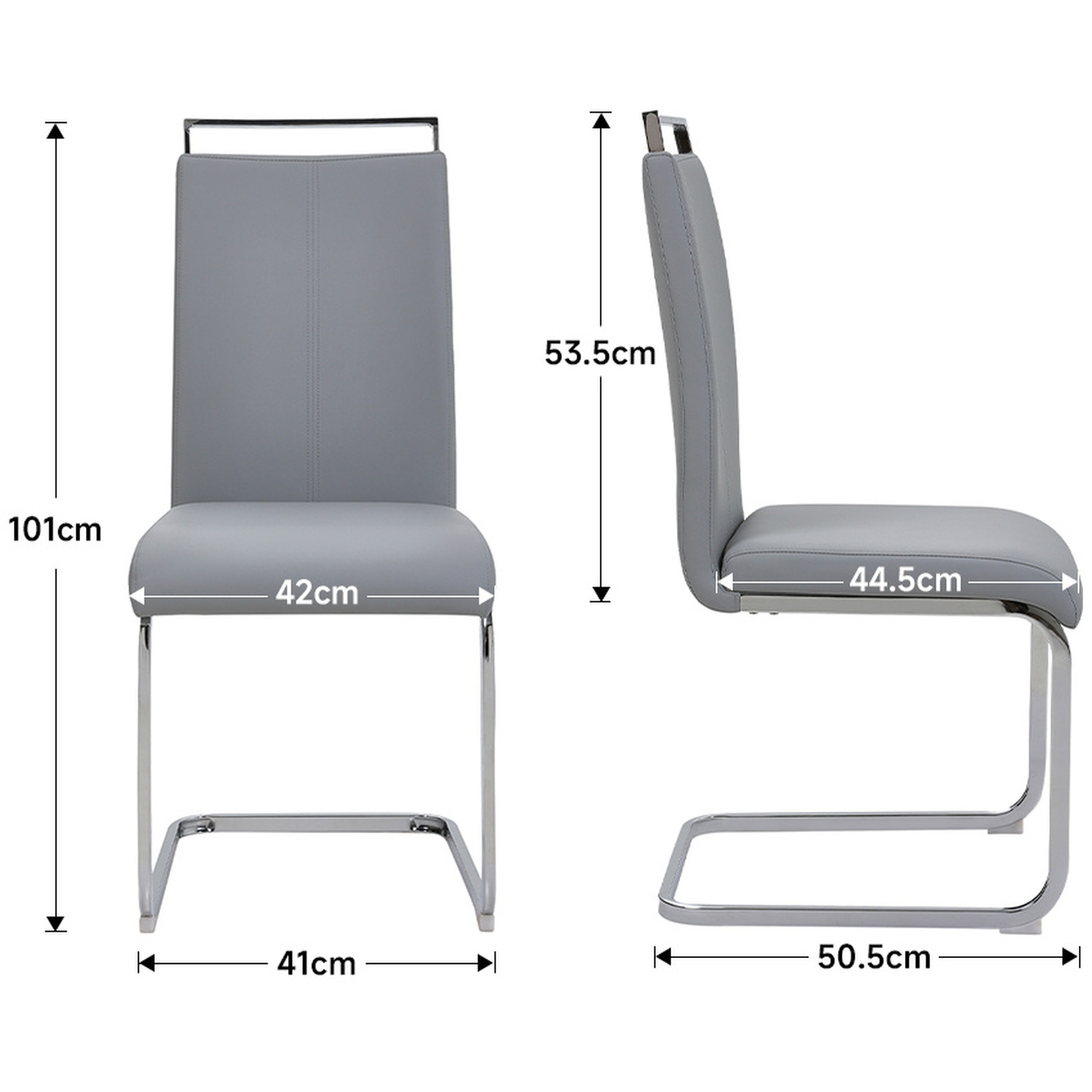 Set of 2 PU Metal High Dining Chairs