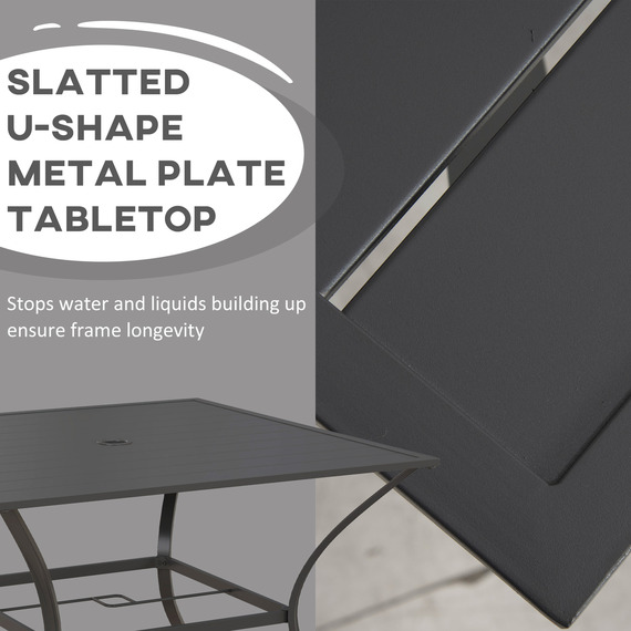 Slatted Metal Plate Tabletop Garden Table