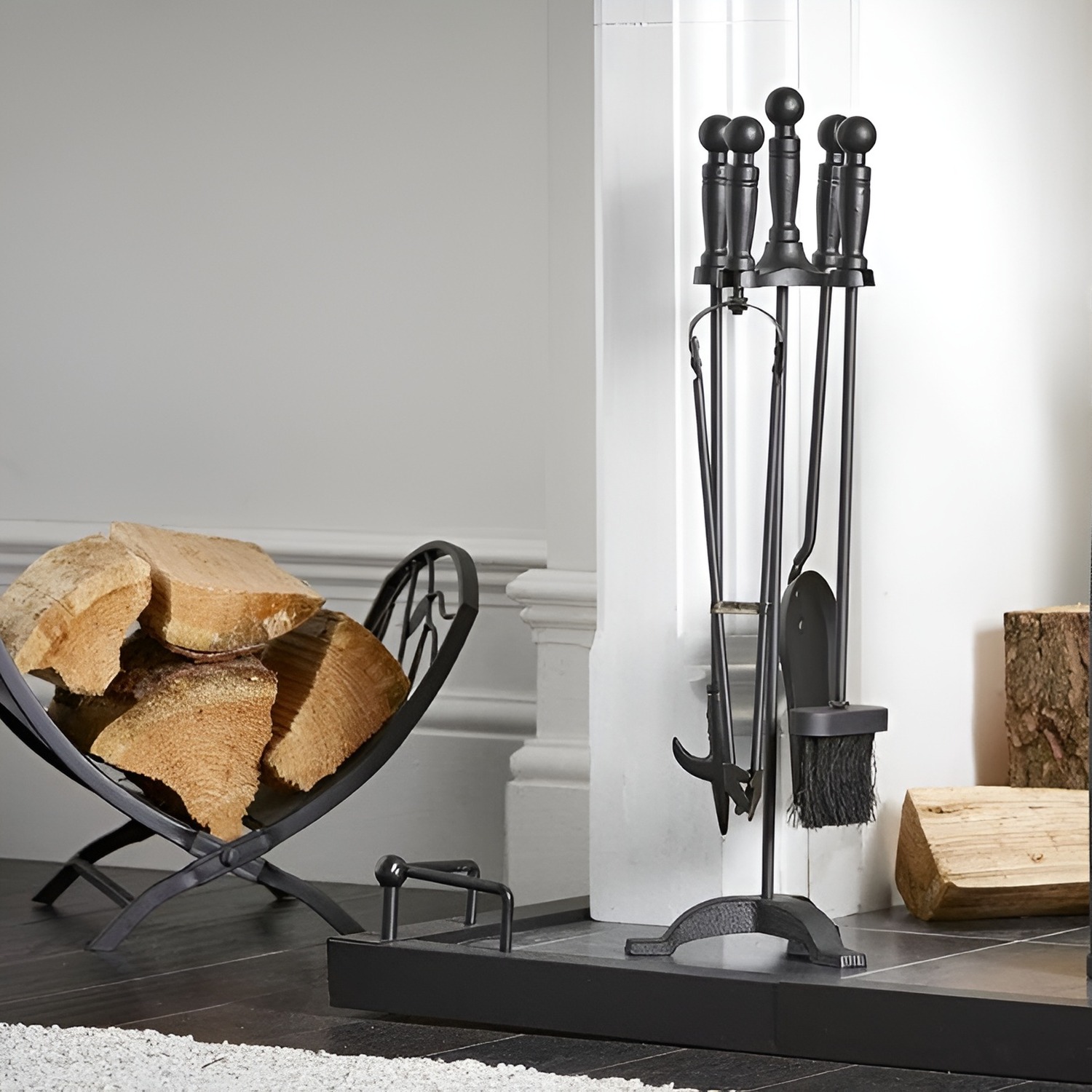 5 Piece Ball Top Companion Set Black