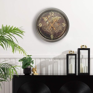 Modern Metal Gear Clock for Bedroom
