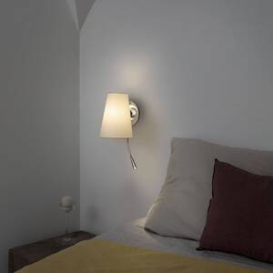 Lupe 1 Light Indoor Wall Light Chrome, White with Reading Lamp, E27