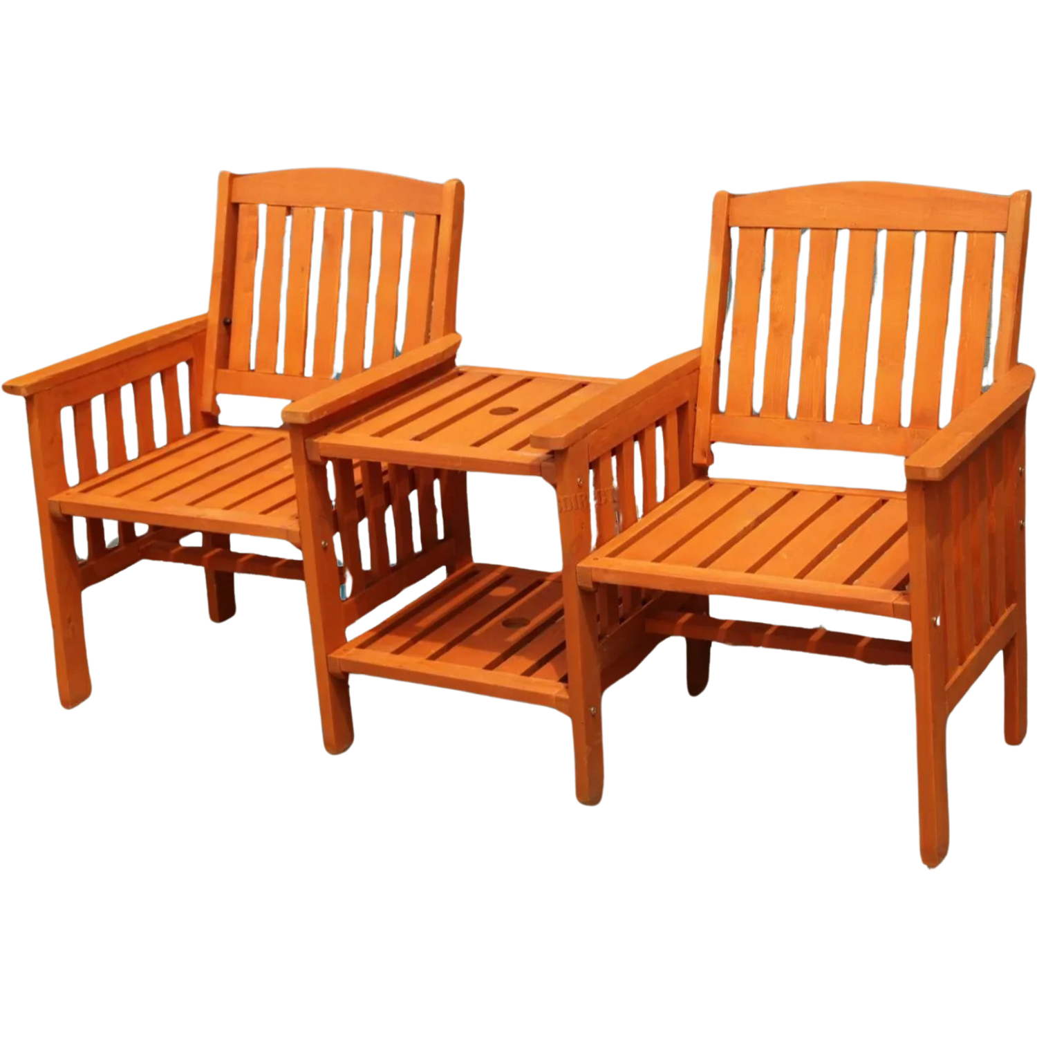 Wooden 2 Seater Outdoor Bench With 2 Tier Table