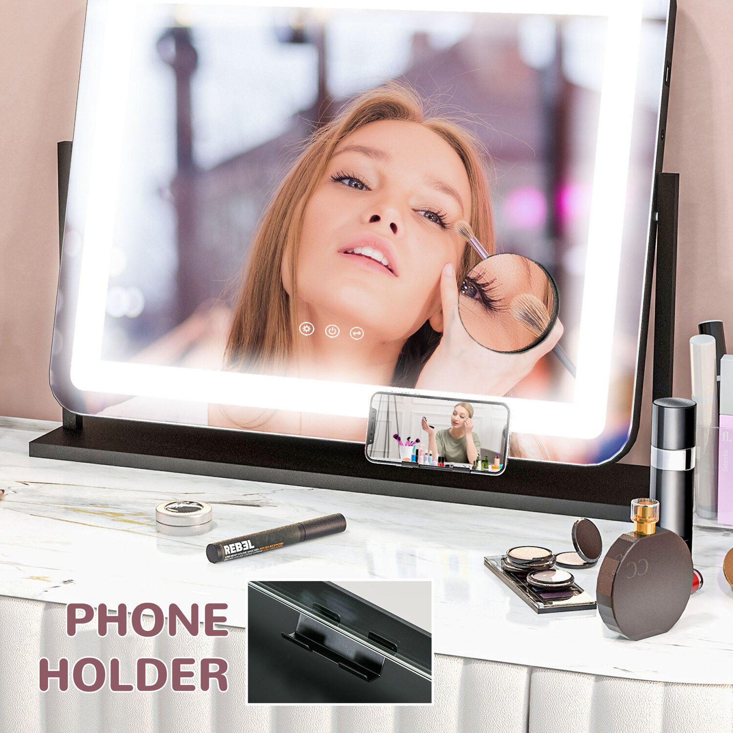HOMCOM LED Vanity Mirror with Magnifier and USB Port