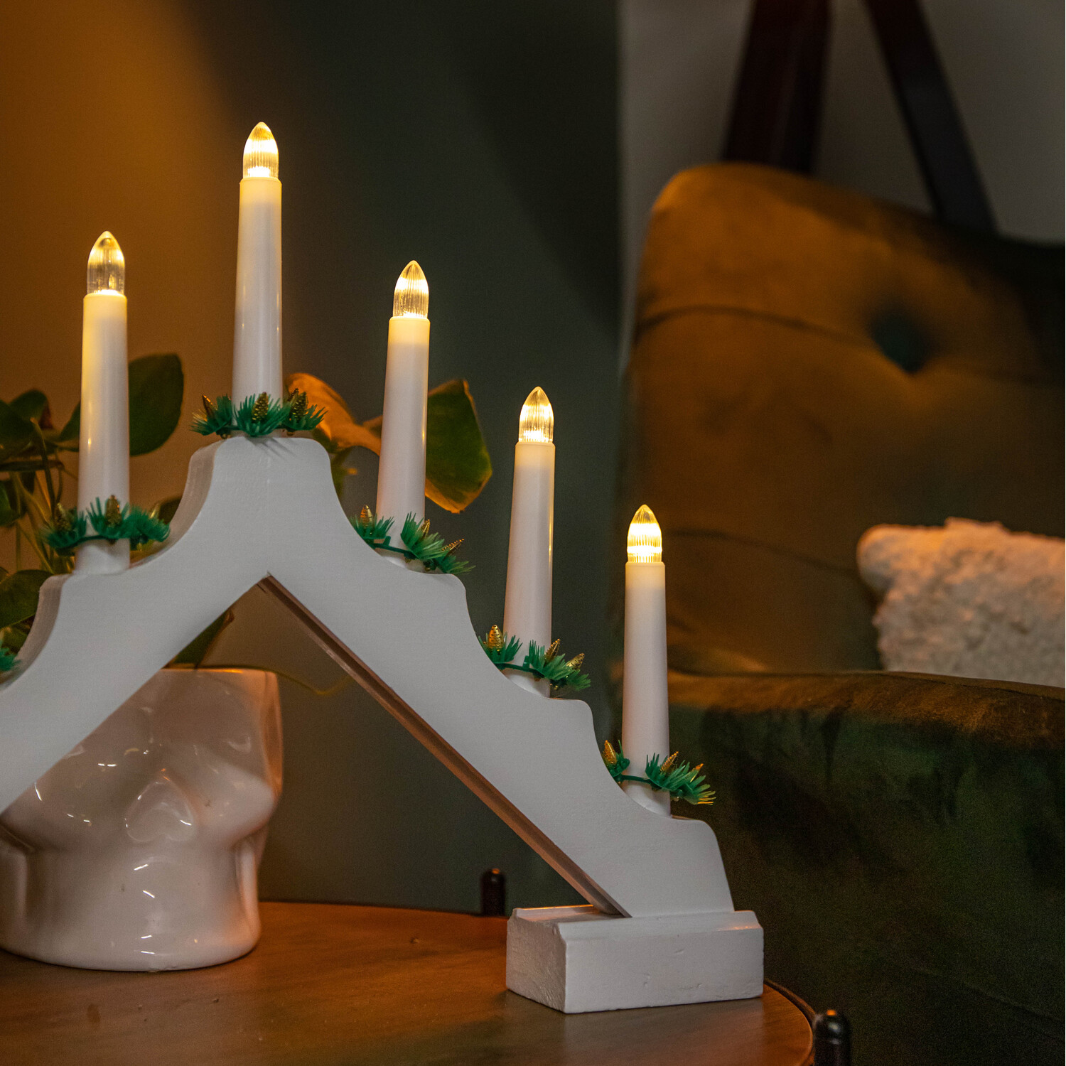 Battery Operated Light up Wooden Christmas Candle Bridge
