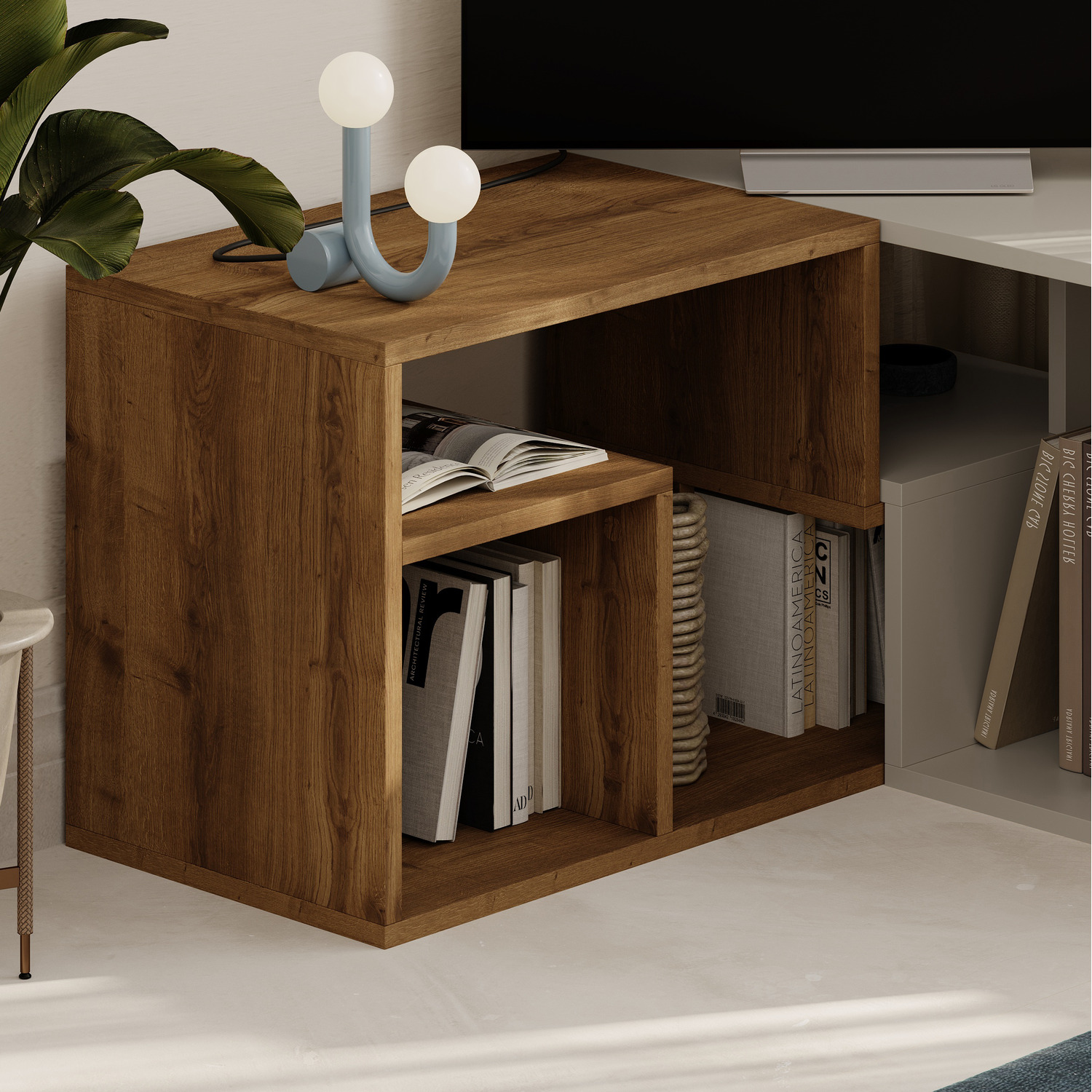Glis Modern Corner TV Unit with Adjustable Shelves