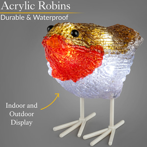 Light Up Robin Christmas Decorations Set of 5