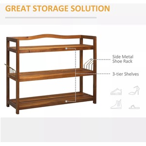 3-Tier Shoe Rack Acacia Wood Shoe Storage Shelf