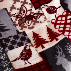 Christmas Patchwork Sherpa Fleece Throw