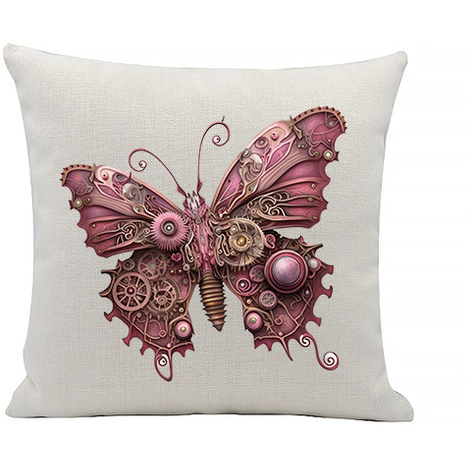 Steampunk Butterfly Linen Cushion