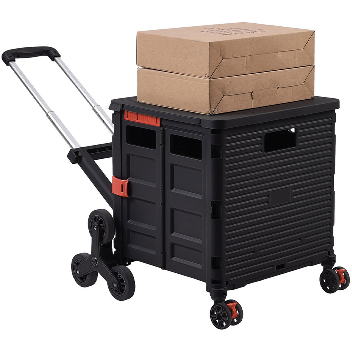 Folding Stair Climbing Shopping Trolley with Magnetic Lid and Tiltable ...