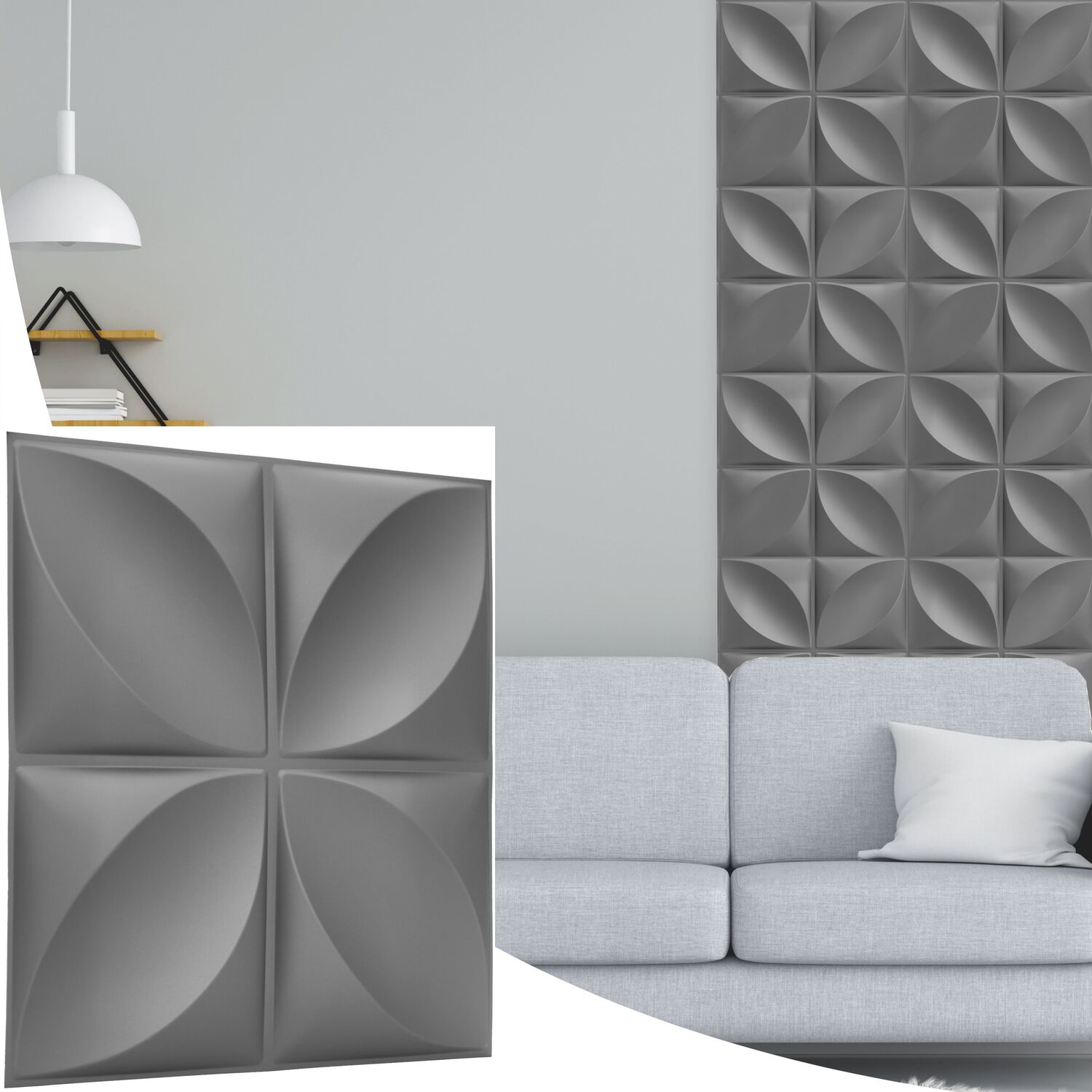 3D Wall Panels with Adhesive Included - Geometric Convex Shape