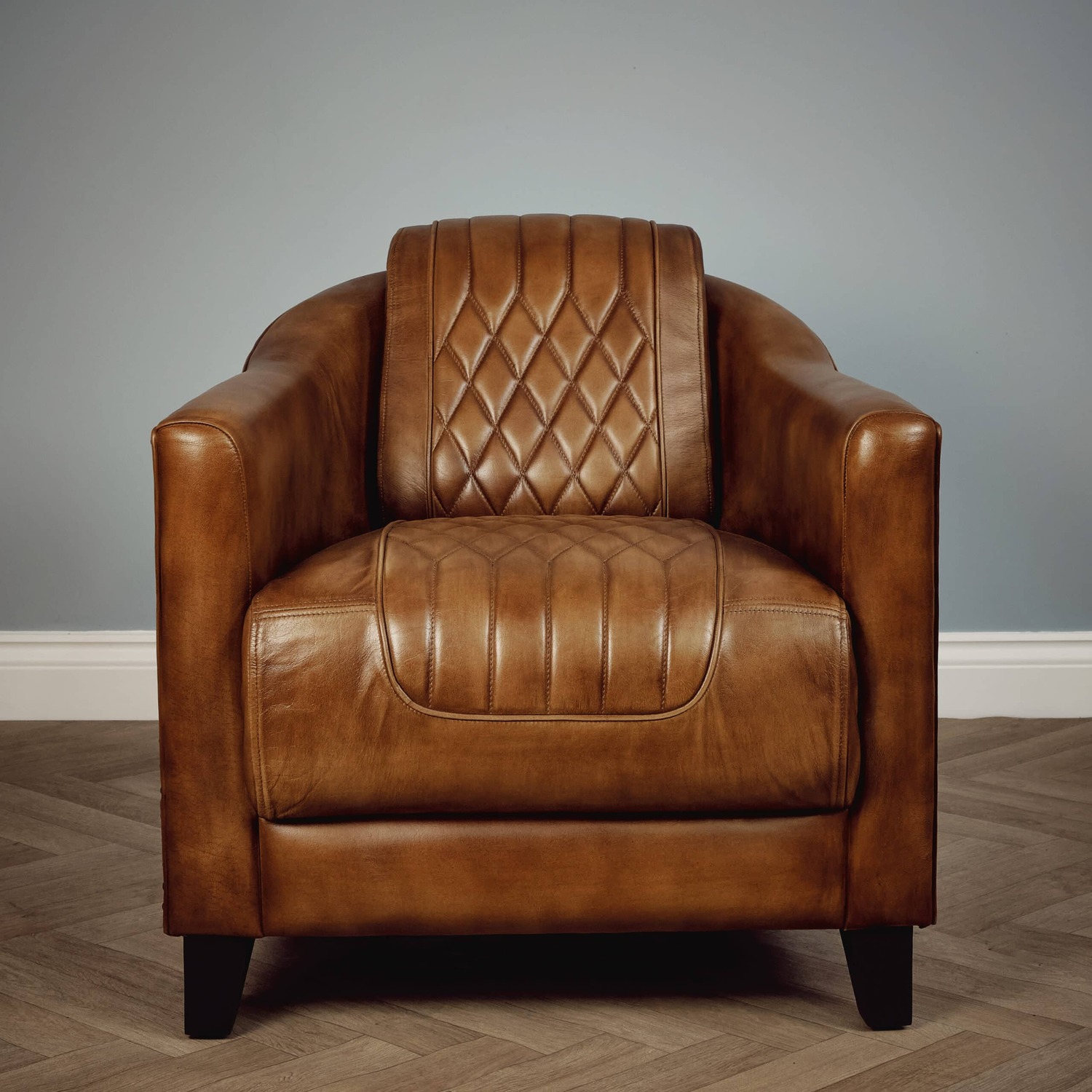 Genuine Leather Tub Aviator Chair Brown Tan