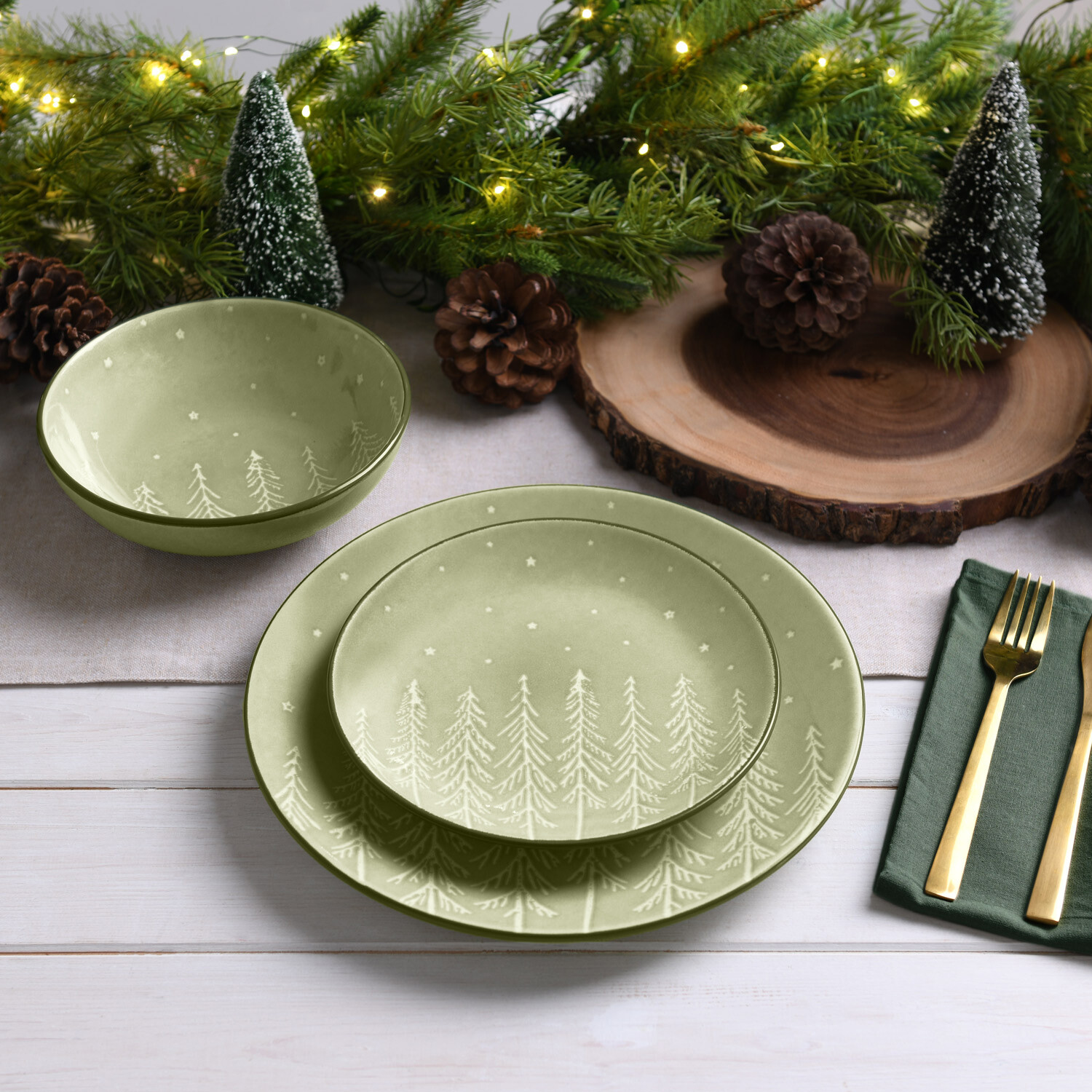 12 Piece Nordic Tree Dinner Set