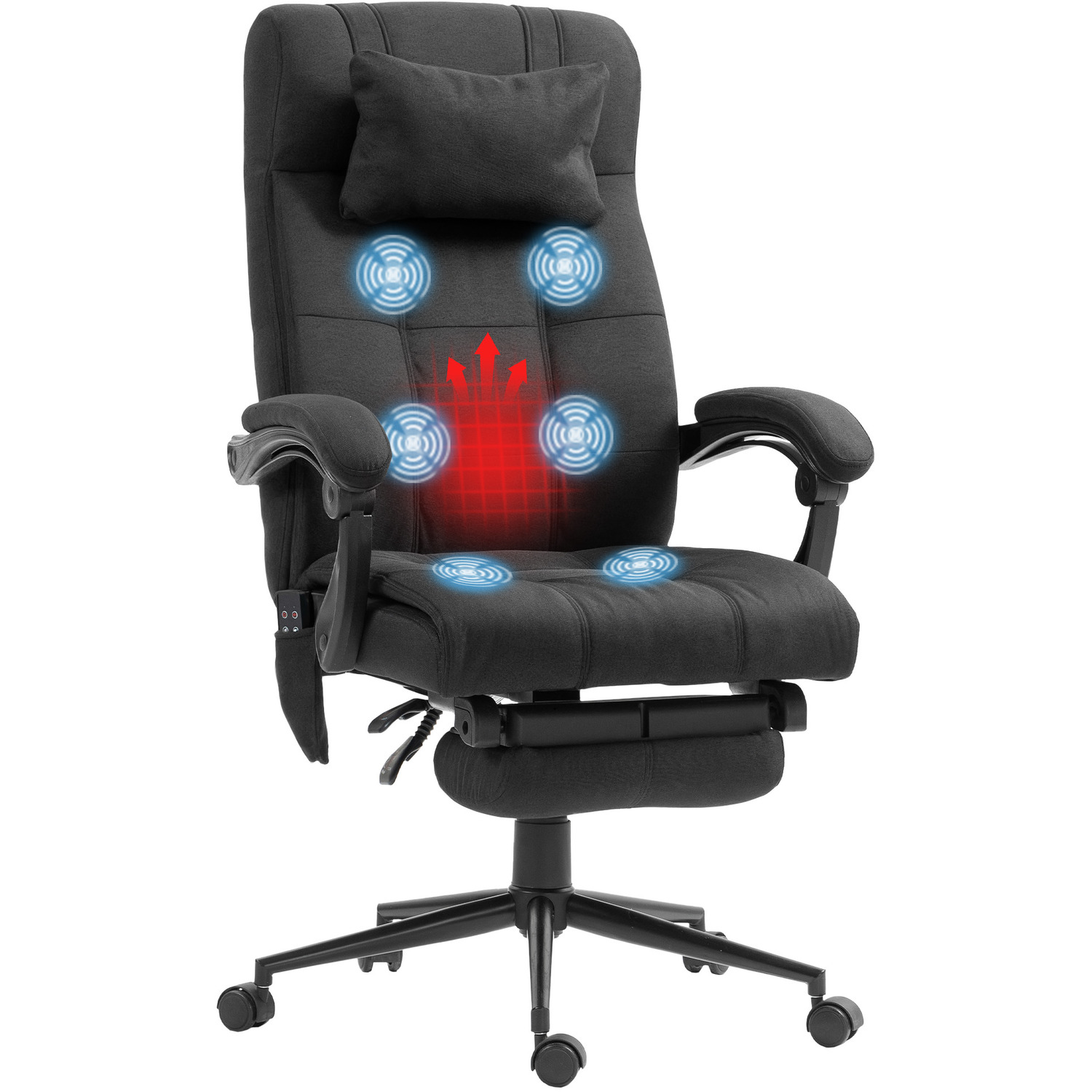 Vibration Massage Office Chair with Heat Head Pillow Reclining Back