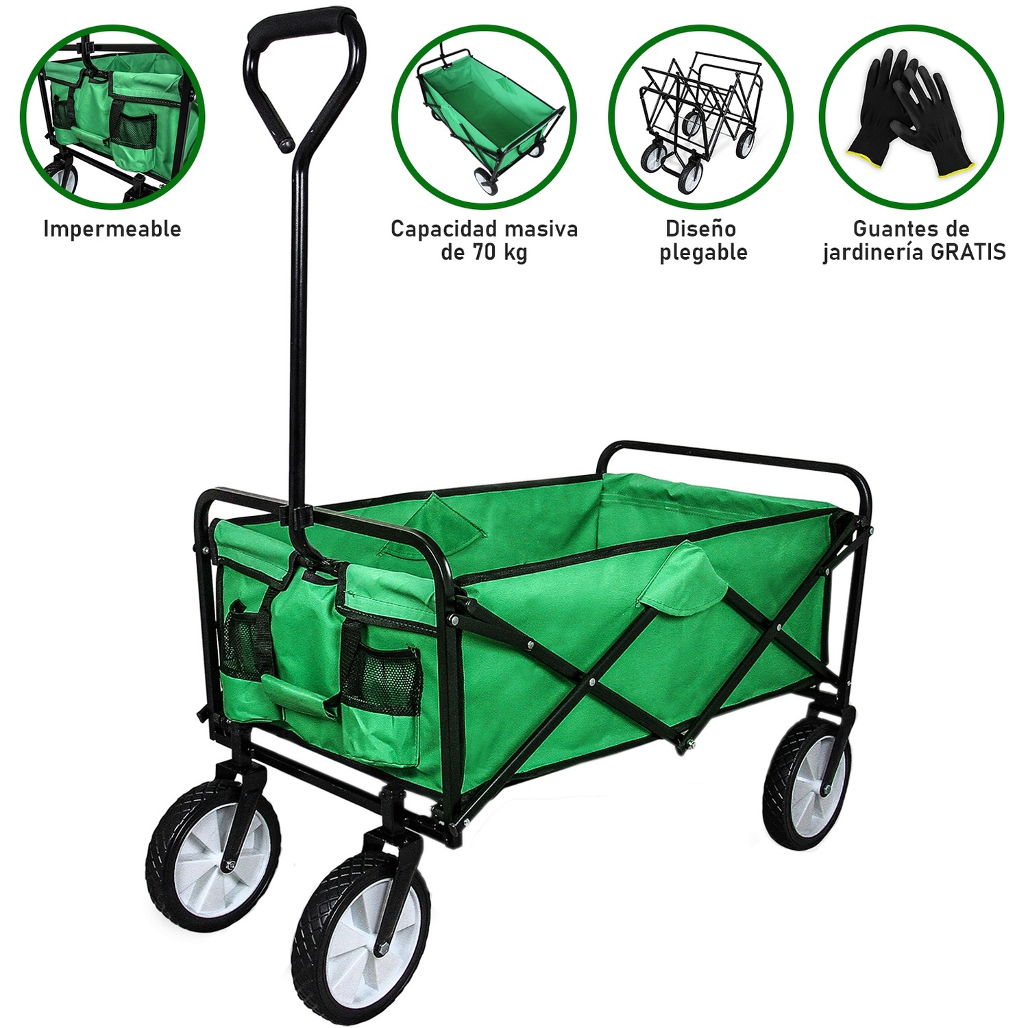 Foldable Garden Cart Green