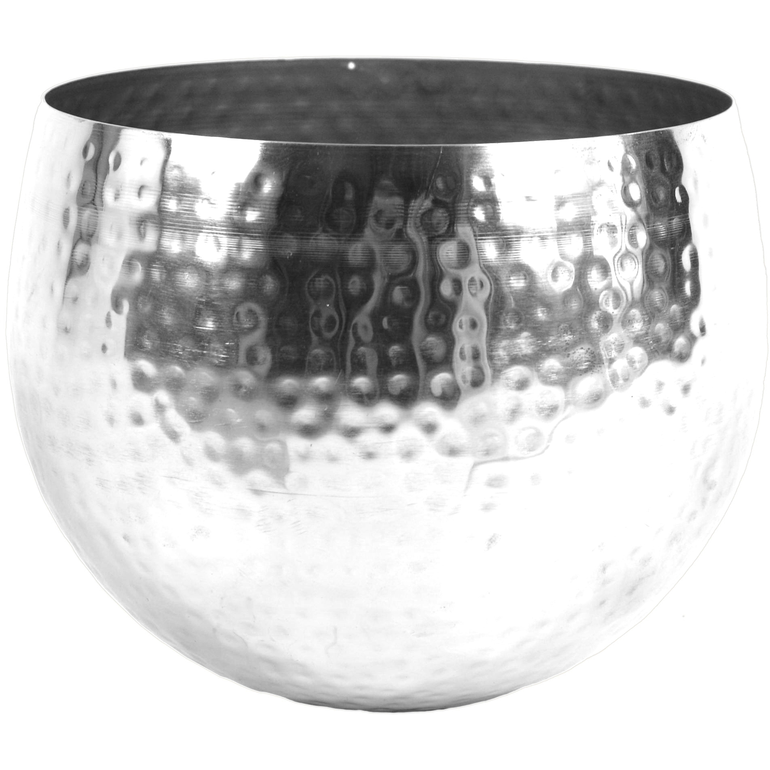 Leaf Large Metal Hammered Planter - Silver