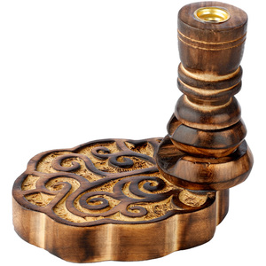 Carved Mango Wood Backflow Incense Burner - Happy Tree