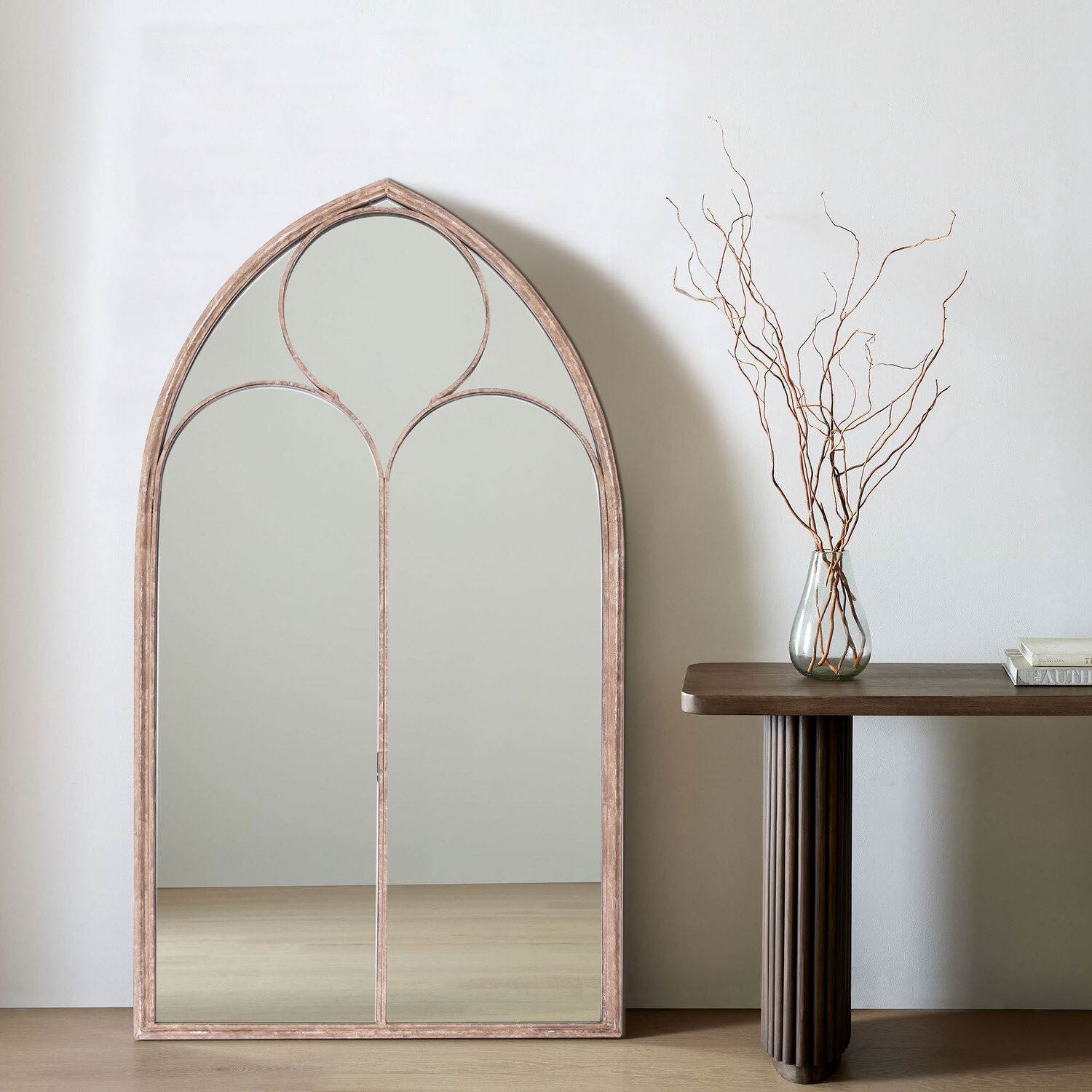 Distressed Vintage Gold Window Wall Mirror