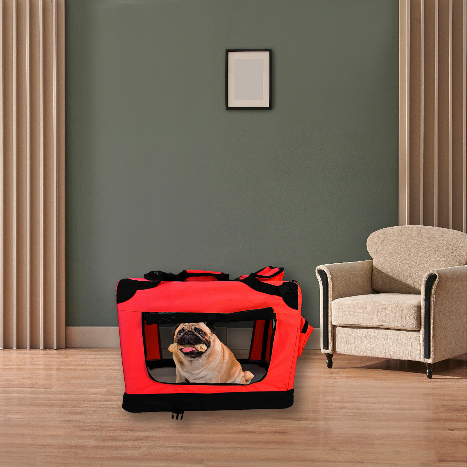 Easipet Fabric Dog Crate Pet Travel Carrier Small-XLarge in Red
