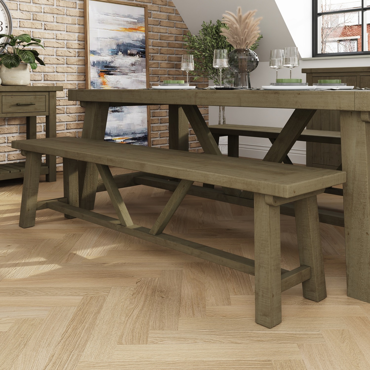 Solid Reclaimed Natural Pine 1.8M Dining Bench