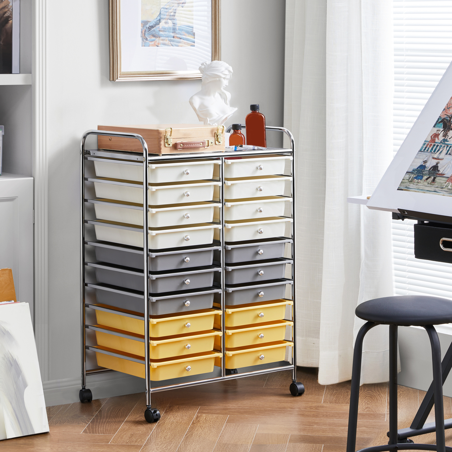 20 Drawer Rolling Storage Trolley Cart