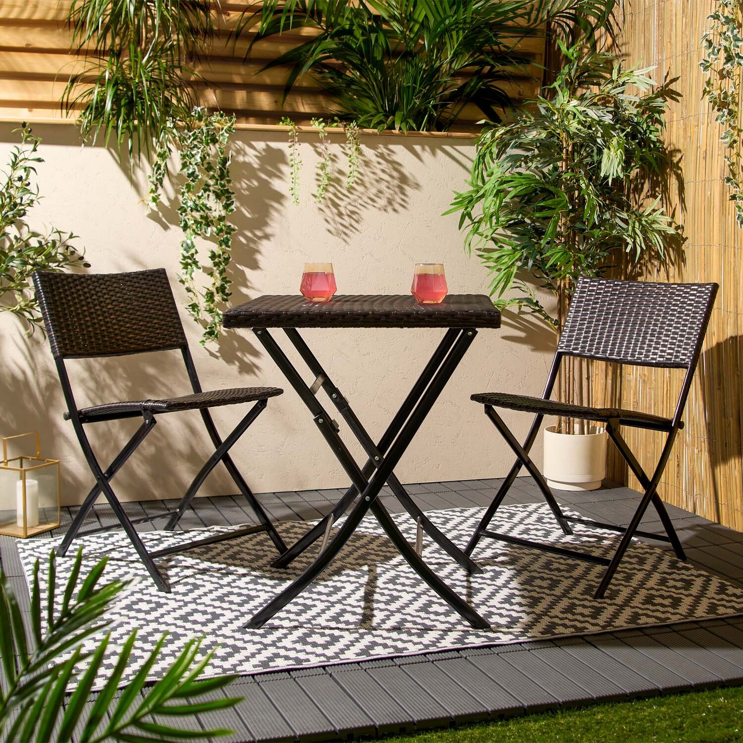 Rattan Bistro Chair And Table Garden Set