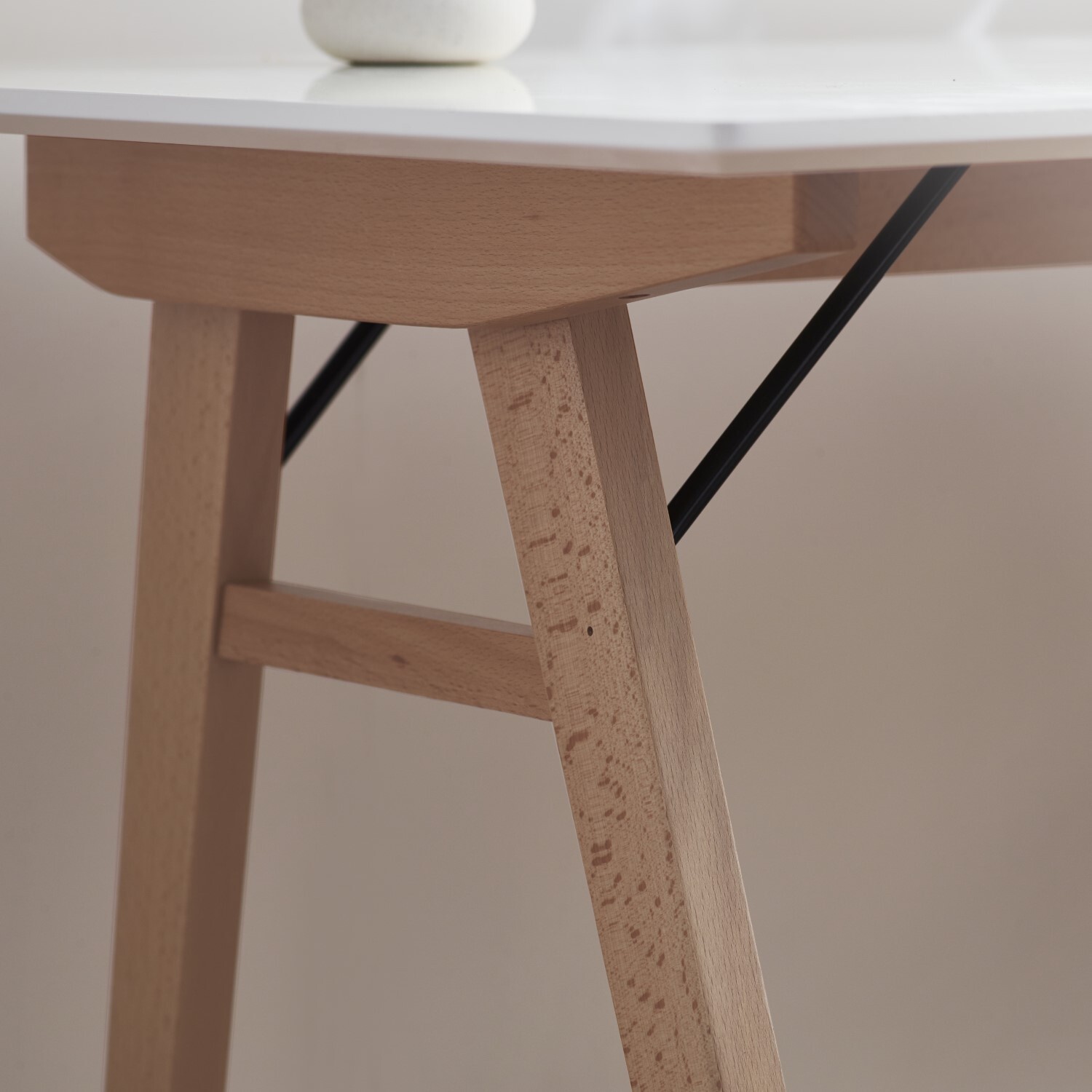 Ivan Office Desk White Top And Wood Legs