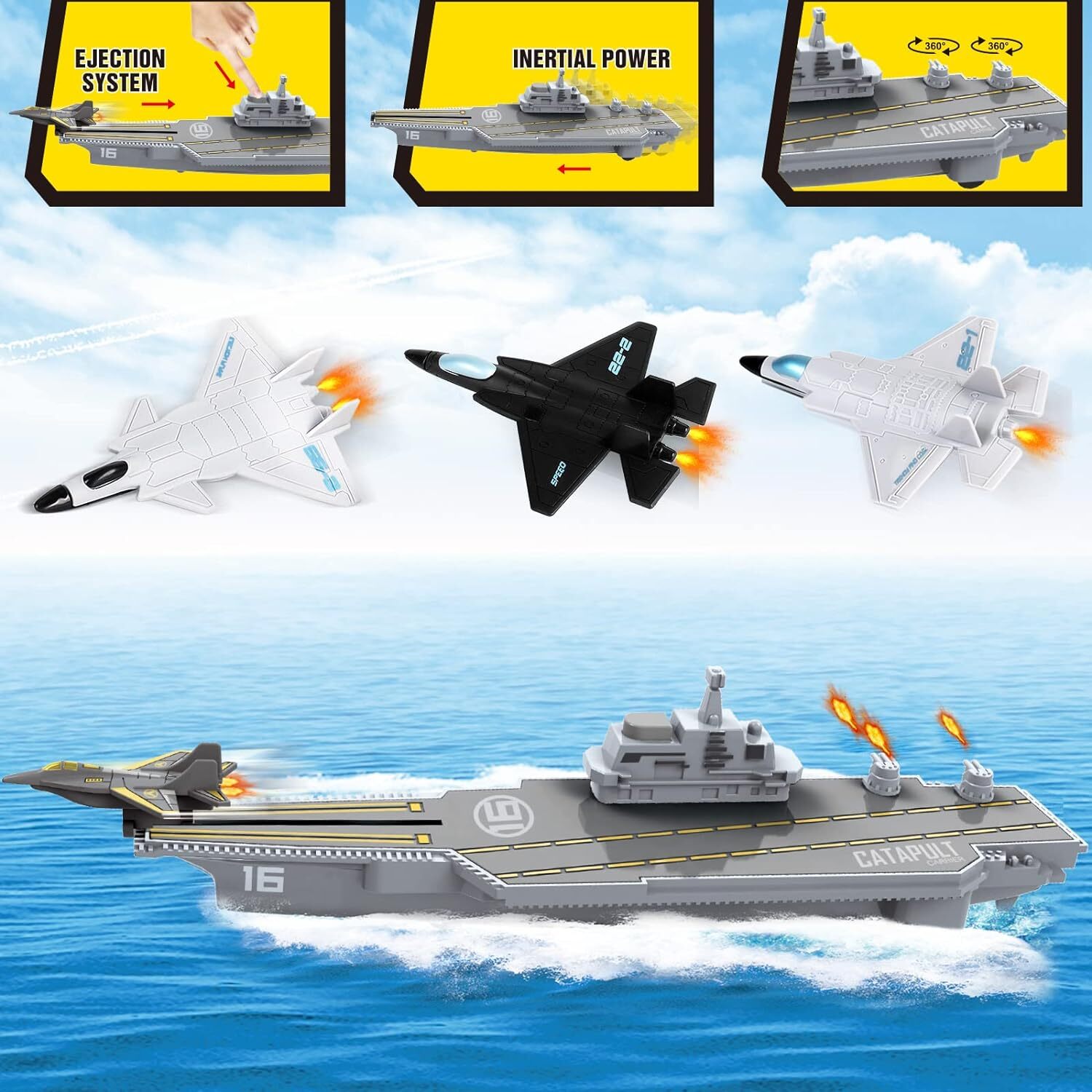 Military Naval Aircraft Carrier Toy Play Set