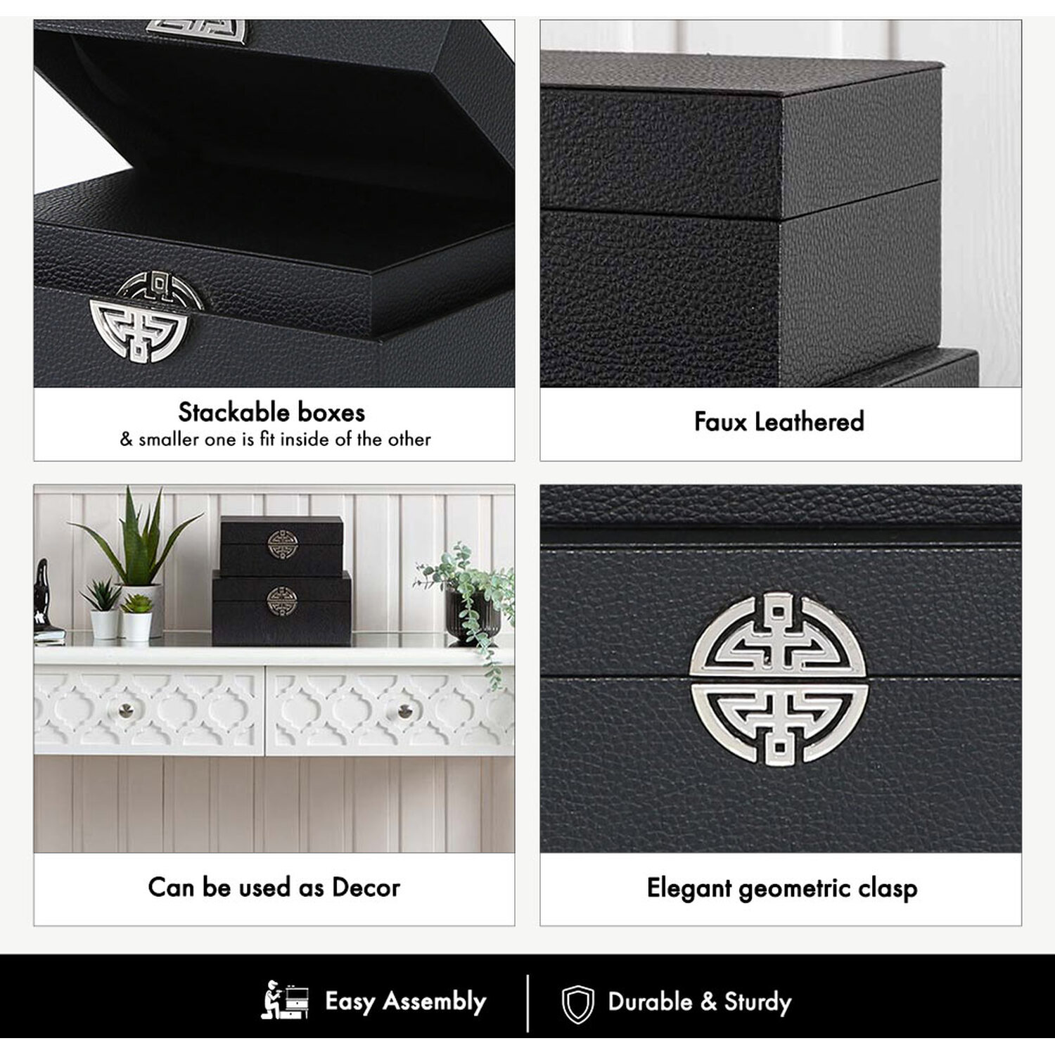 Set of 2 Chic Faux Leather Jewellery Boxes