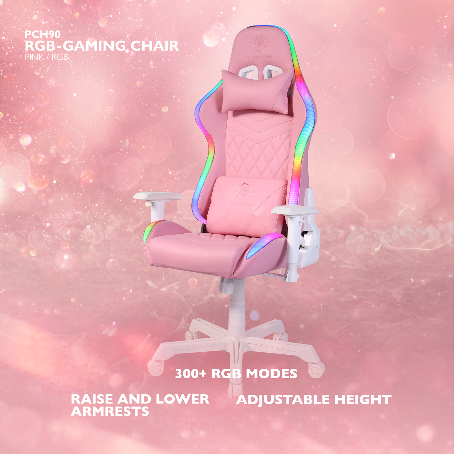 Deltaco Gaming WCH90 Pink Line RGB Gaming Chair