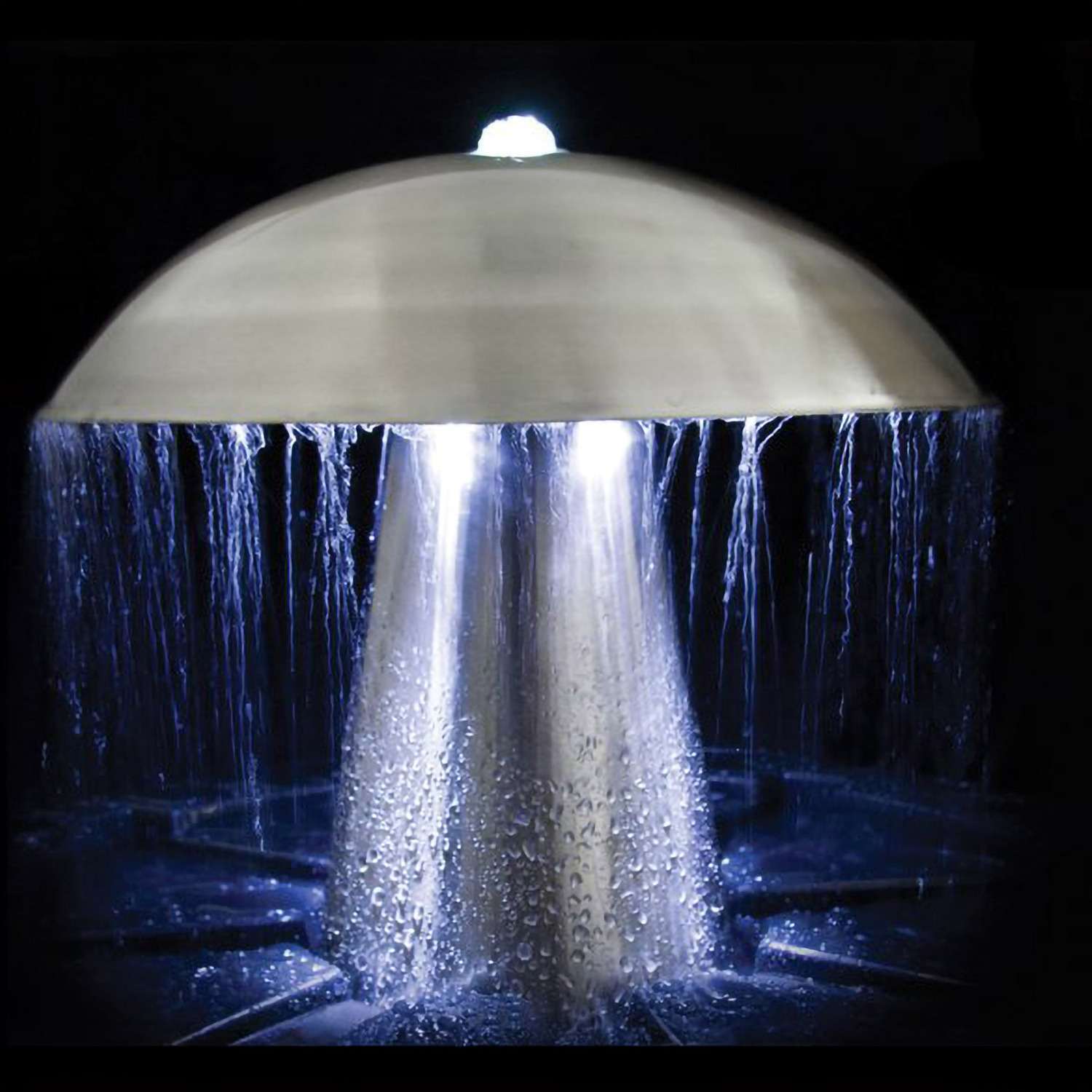 Abbey Falls Mushroom Water Feature Stainless Steel with Lights