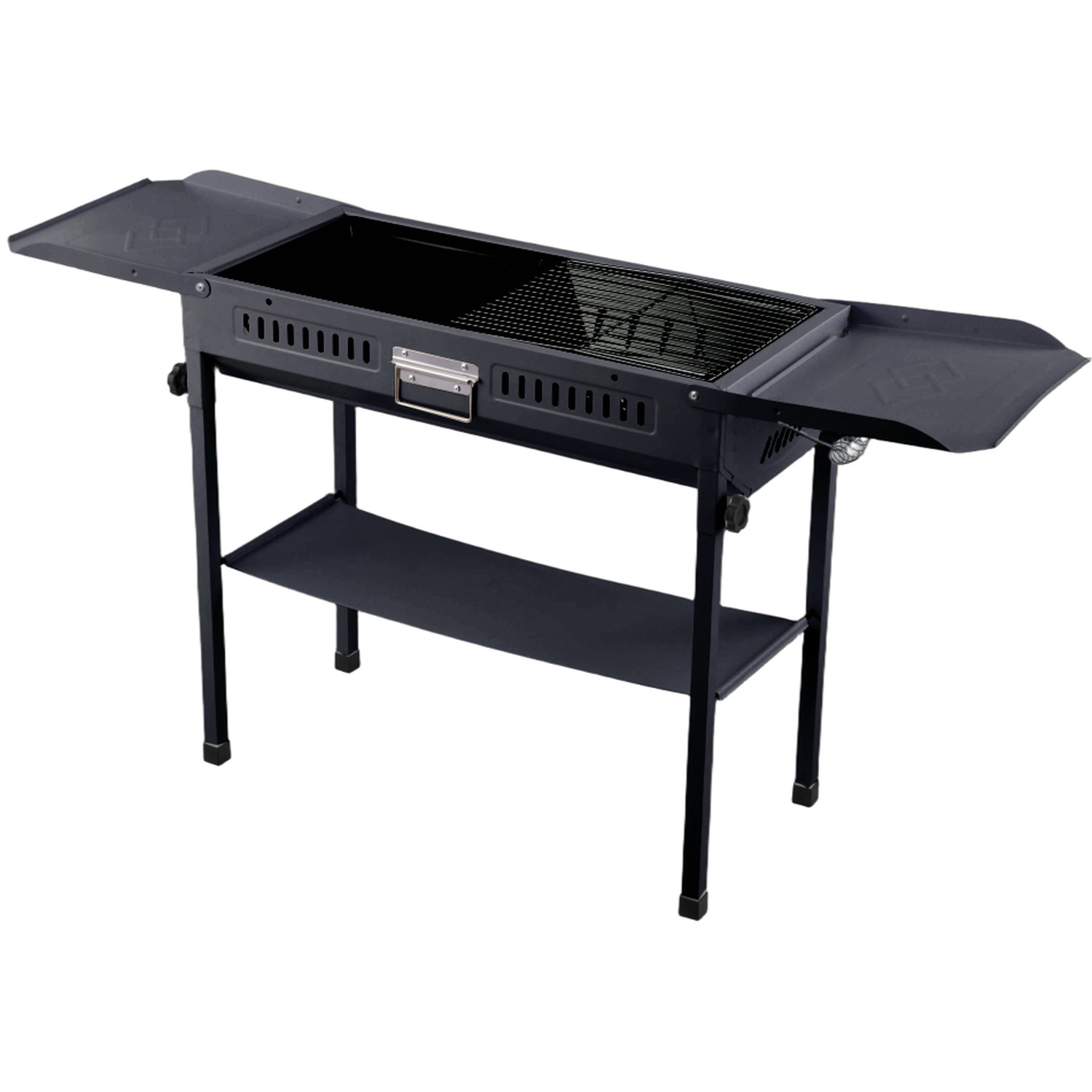 Outdoor Charcoal BBQ Grill with Flip Up Side Panels