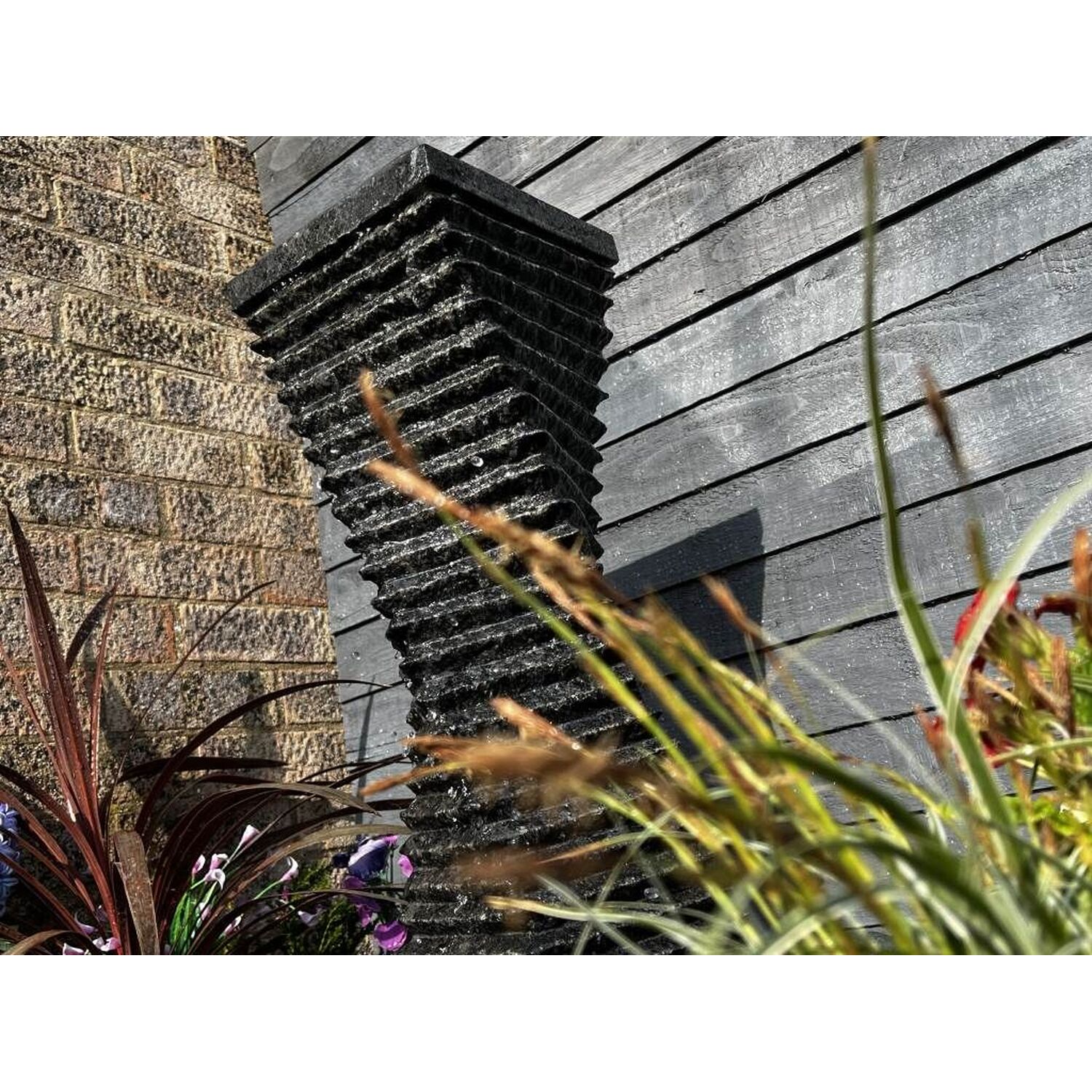 Granite Twist 60cm Natural Stone Solar Water Feature