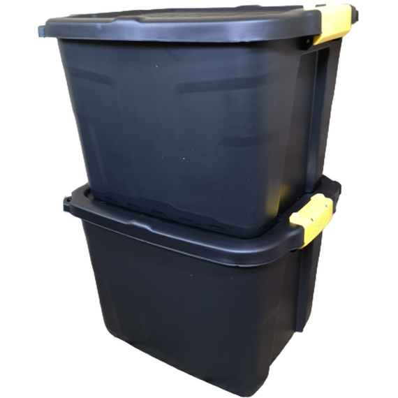 2 x 42L Heavy Duty Storage Tubs Lockable, Stackable Storage Chests