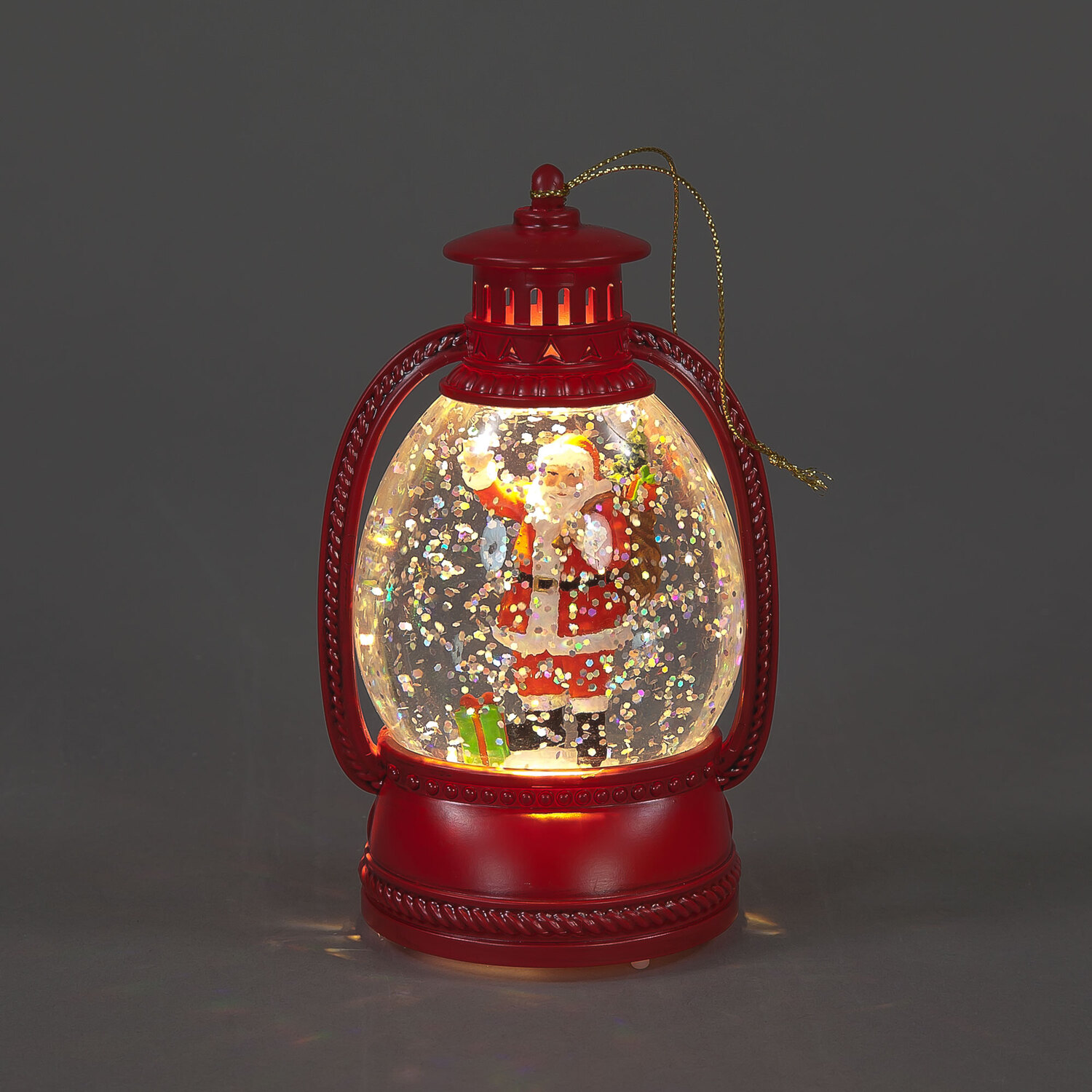Snowtime 12cm Hanging Water Lantern with Santa Figure